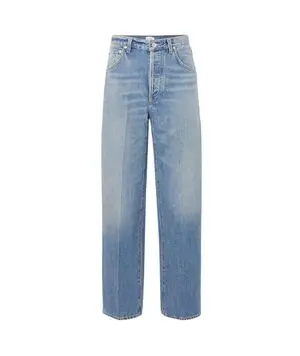 High Rise Straight Leg Faded Jeans