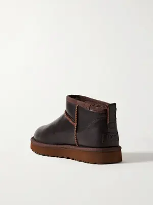 UGG Classic Ultra Mini Leather Ankle Boots - Brown