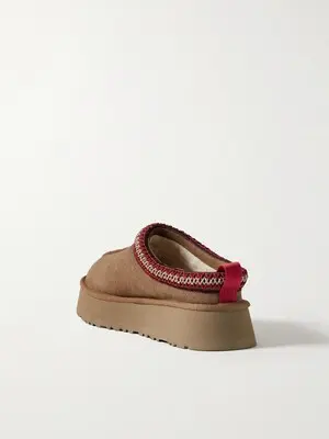 UGG Tazz Embroidered Shearling Platform Slippers