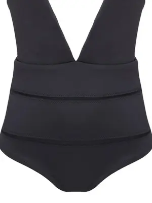 AMIR SLAMA Plunging V-neck Swimsuit - Black