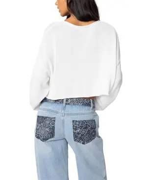 EDIKTED Shyrah Oversized Knit Top - White