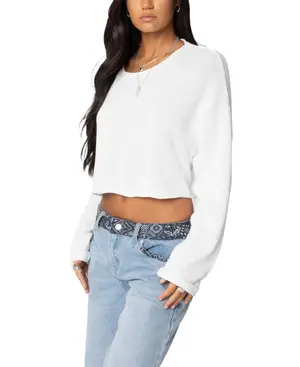 EDIKTED Shyrah Oversized Knit Top - White