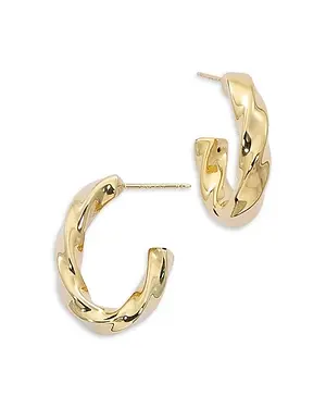 MOON & MEADOW 14k Yellow Twisted Oval Hoop Earrings - Gold