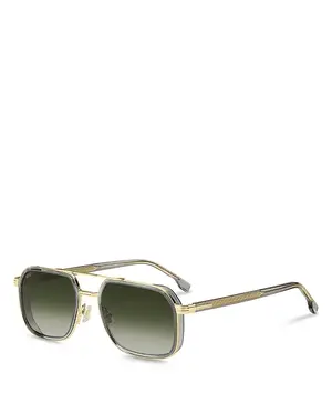 Hugo Boss Rectangle Sunglasses, 55mm - Gold/green