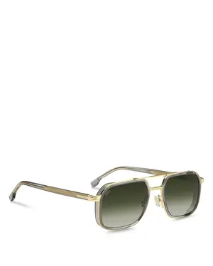 Hugo Boss Rectangle Sunglasses, 55mm - Gold/green