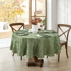 ELRENE HOME FASHIONS Elegant Woven Leaves Jacquard Damask Oval Tablecloth