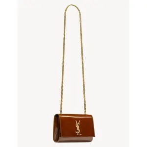 Saint Laurent Kate Mini Shoulder Bag - Chataigne Patent/gold