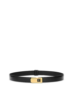 Saint Laurent Charniere Buckle Smooth Leather Belt - Black