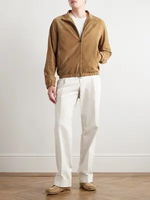 Loro Piana Suede Zip-up Bomber Jacket