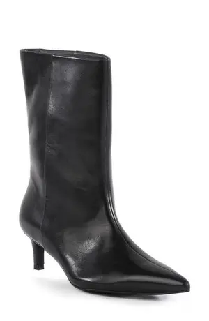 Seychelles Game Changer Pointed Toe Kitten Heel Boots - Black Leather