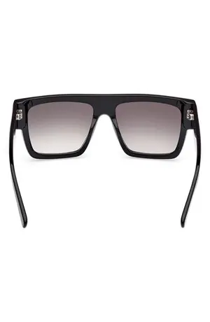 Mcm 54mm Rectangular Sunglasses - Shiny Black / Gradient Smoke