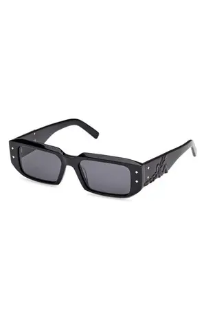 Mcm 53mm Rectangular Sunglasses - Shiny Black / Smoke