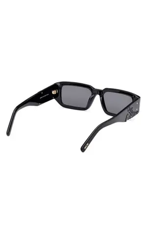 Mcm 53mm Rectangular Sunglasses - Shiny Black / Smoke
