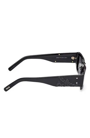 Mcm 53mm Rectangular Sunglasses - Shiny Black / Smoke