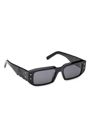 Mcm 53mm Rectangular Sunglasses - Shiny Black / Smoke