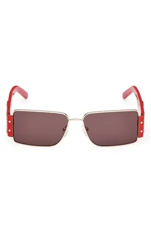 Mcm 55mm Rectangular Sunglasses - Gold/brown/red
