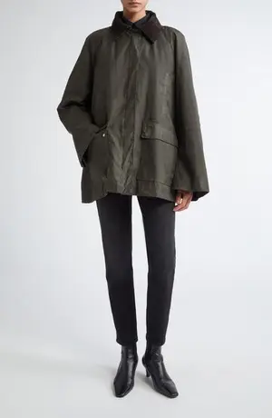 TOTEME Country Waxed Organic Cotton Chore Jacket - Forest