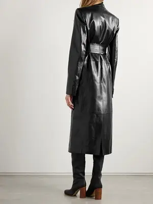 Khaite Lolo Belted Leather Coat
