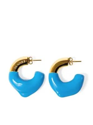 Sunnei Rubberised-detail Hoop Earrings - Gold