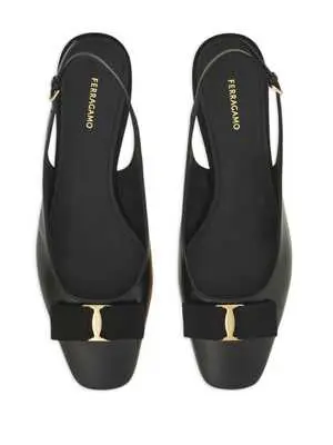FERRAGAMO 30mm Bow-detail Slingback Pumps - Black