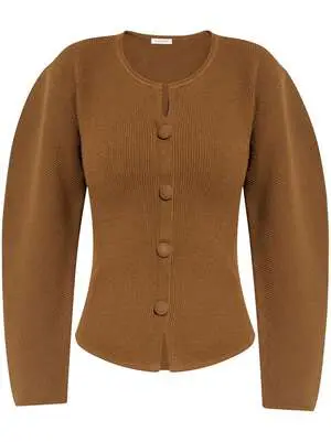 BY MALENE BIRGER Francinas Ribbed Knit Sweater With Balloon Sleeves - Brown