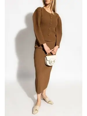 BY MALENE BIRGER Francinas Ribbed Knit Sweater With Balloon Sleeves - Brown