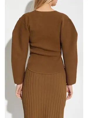 BY MALENE BIRGER Francinas Ribbed Knit Sweater With Balloon Sleeves - Brown