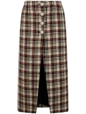 Rabanne Tartan-pattern Midi Skirt
