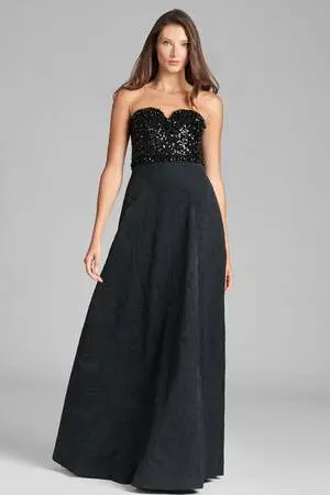 Sachin & Babi Lillian Jacquard Cloque Gown