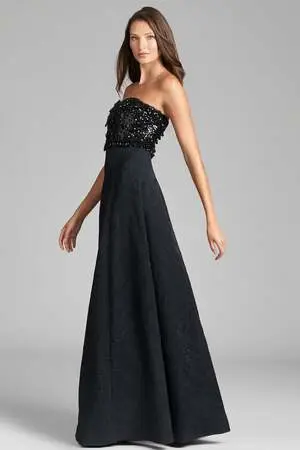 Sachin & Babi Lillian Jacquard Cloque Gown