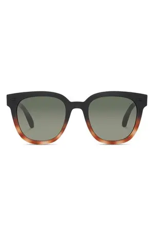 Toms TOMS Juniper 54mm Round Frame Sunglasses Matte Black Honey Tortoise