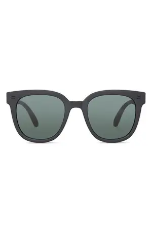 Toms TOMS Juniper 54mm Round Frame Sunglasses Matte Black W/ Green Grey