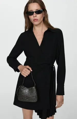 Mango Long-sleeve Wrap Shirtdress