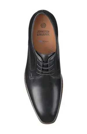 Johnston & Murphy Sullivan Plain Toe Derby - Black Italian Calfskin