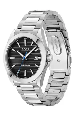 BOSS Stainless Steel Bracelet Watch - Silver/black