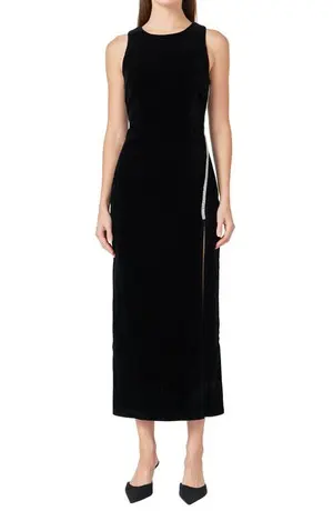 Endless Rose Jewel Trim Velvet Maxi Dress