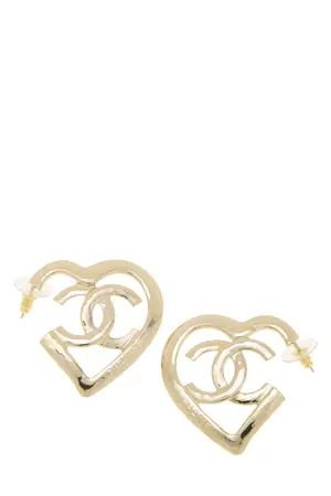 Chanel Cc Open Heart Earrings - Gold
