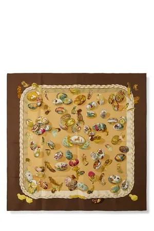 Hermès Multicolor 'couvee D Silk Scarf 90 - Brown