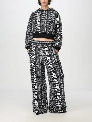 Versace All-over Logo Print Hoodie - Black