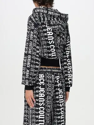 Versace All-over Logo Print Hoodie - Black