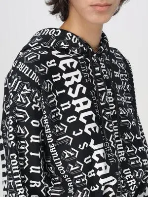 Versace All-over Logo Print Hoodie - Black