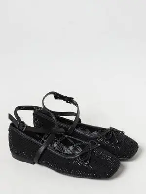 Michael Kors Embellished Ballet Flats With Ankle Strap - Black