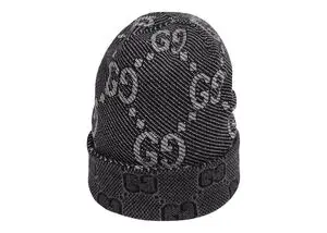 Gucci Gg Wool Beanie - Black/dark Grey