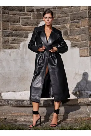Fleur Du Mal Moto Leather Trench Coat - Black