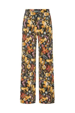 Rosetta Getty Butterfly Floral Velvet Jersey Straight Pull-on Pant