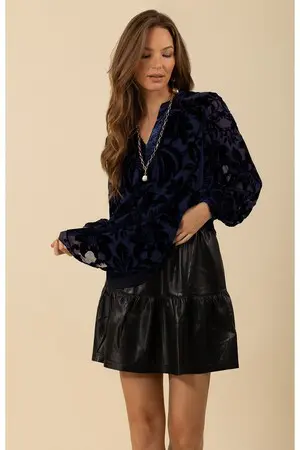 Hale Bob Hale Bob Danielle Velvet Burnout Top - Black