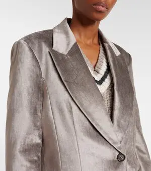 Brunello Cucinelli Cotton-blend Velvet Blazer - Grey