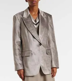 Brunello Cucinelli Cotton-blend Velvet Blazer - Grey
