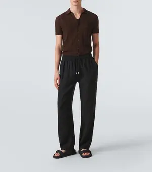 Vilebrequin Pacha Linen Wide-leg Pants - Black