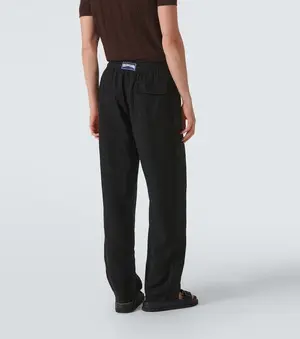 Vilebrequin Pacha Linen Wide-leg Pants - Black